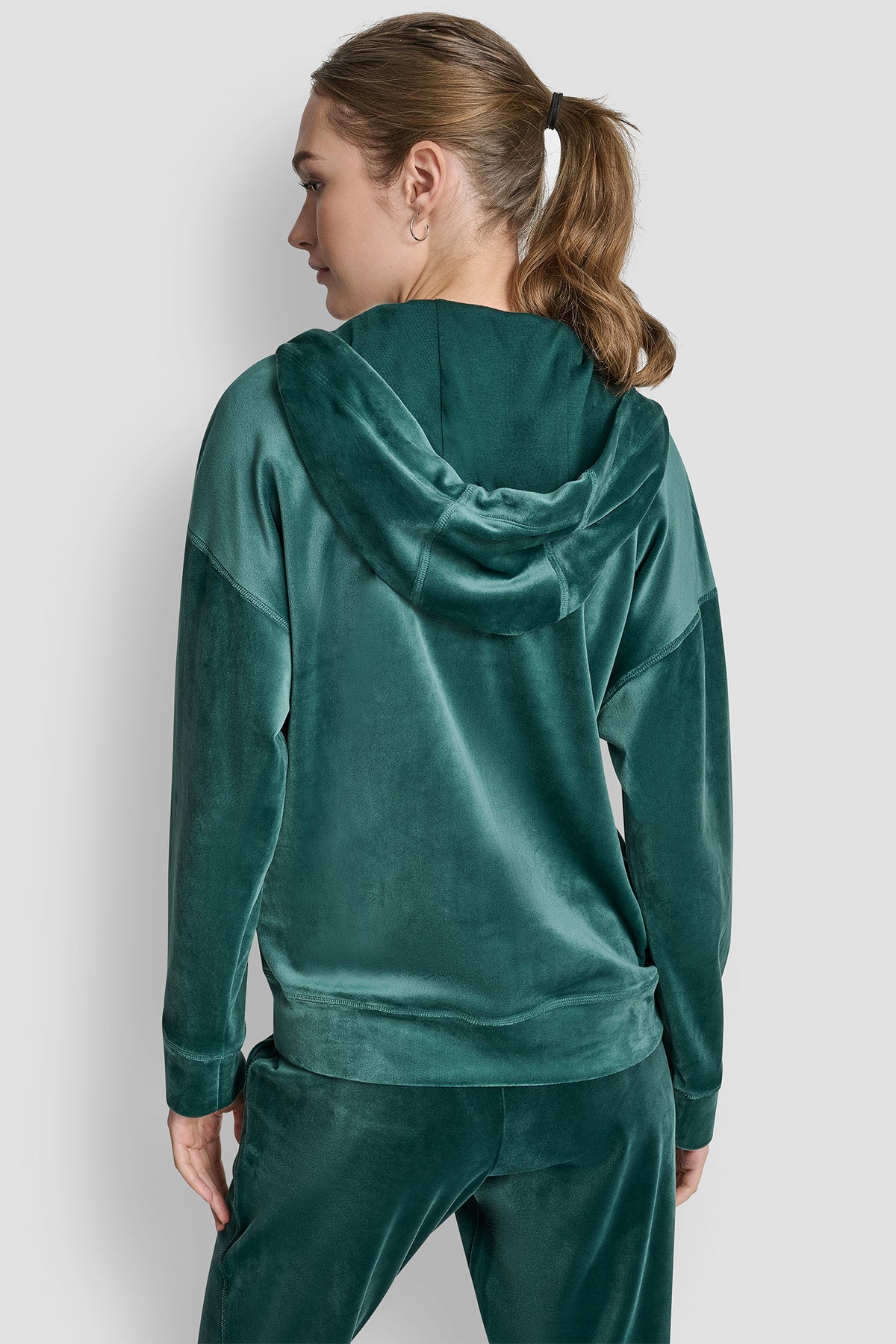 Velour Hd Embroidery Logo Full Zip Hoodie | Lounge | DKNY